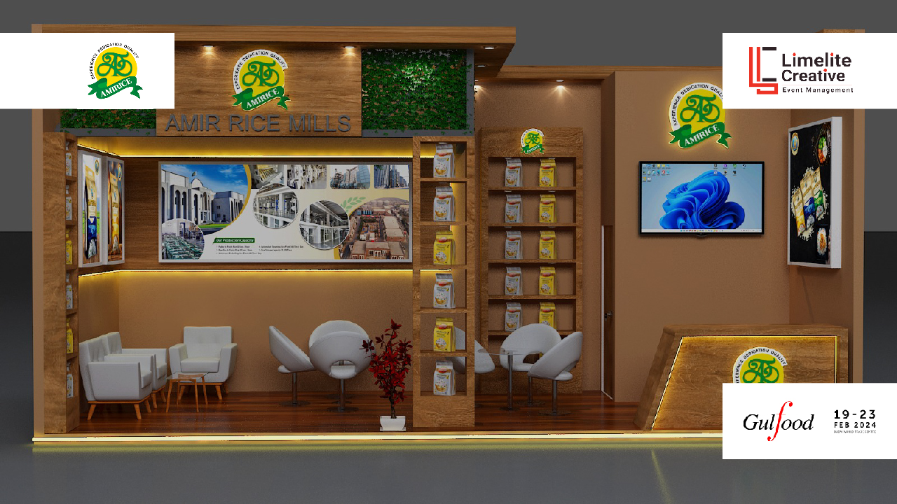 Amir Rice Booth Design Gulfood 2024 | Exhibition Stand Dubai – Limelite